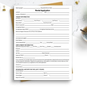 Rental Application Form - Tenant Profile Form - Editable Word Docx ...