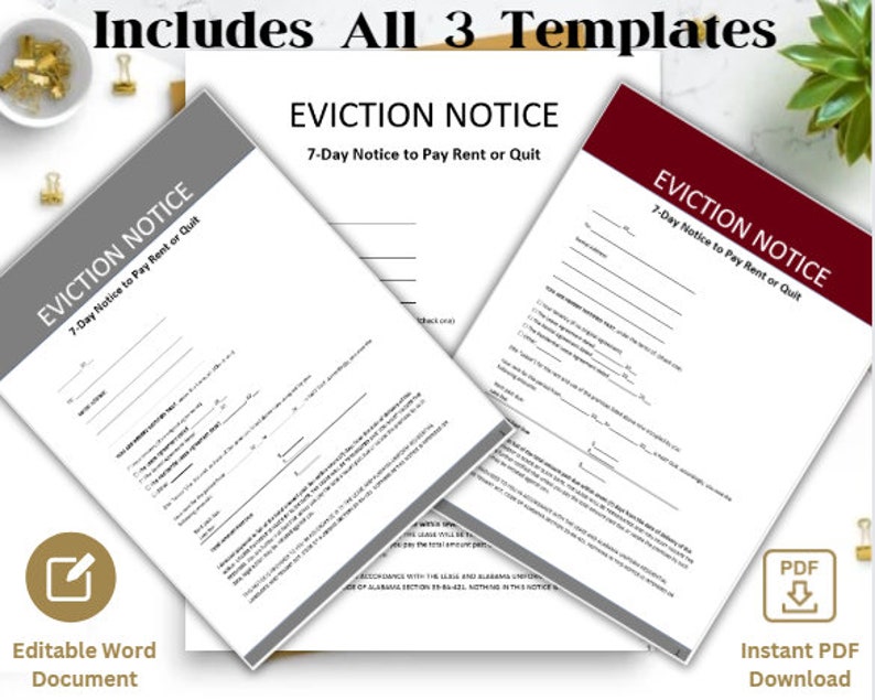 Eviction Notice - Eviction Form - Notice to Vacate Premises - Proof of ...