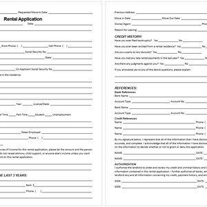 Rental Application Form - Tenant Profile Form - Editable Word Docx ...