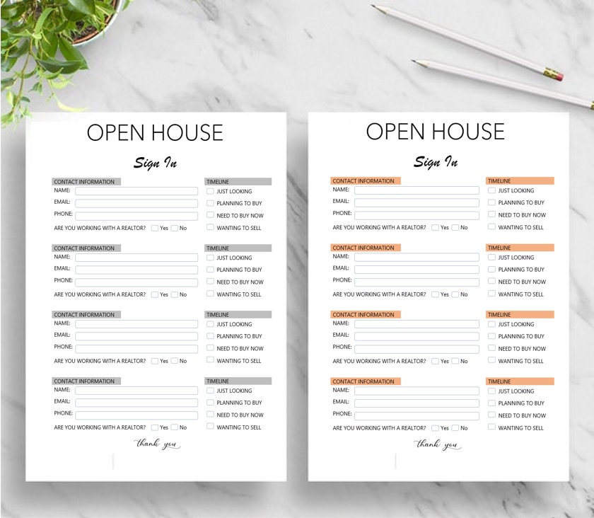 Open House - Sign in Form - Editable Word Docx - Instant Download - Etsy