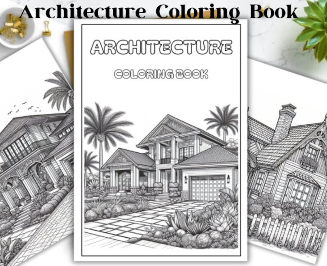 Home Coloring Book. Instant Download Printable. Features Architecture ...