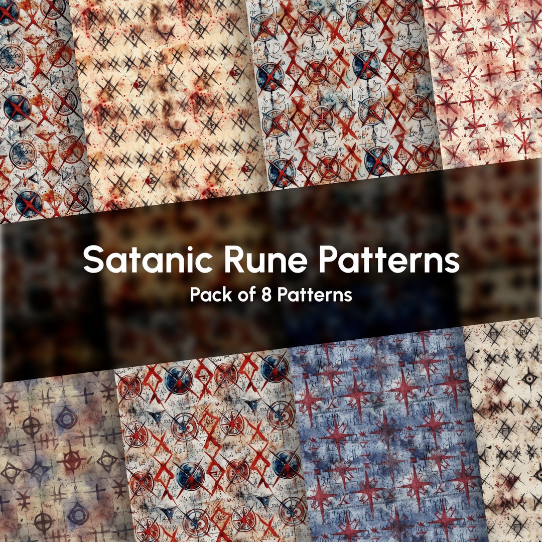 8 Satanic Rune Patterns Seamless Runes Gothic Runes - Etsy