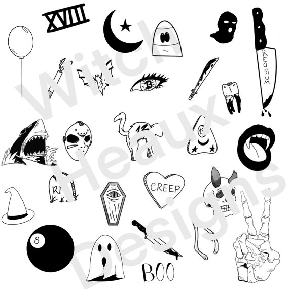 Spooky Halloween Flash art set Digital Download | Etsy