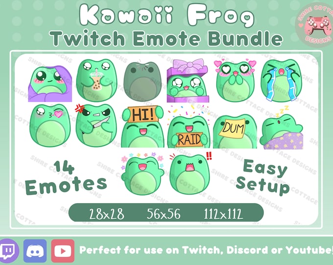 Kawaii Frog Emote Bundle - Kawaii Emotes, Twitch Emotes, Frog Stream ...