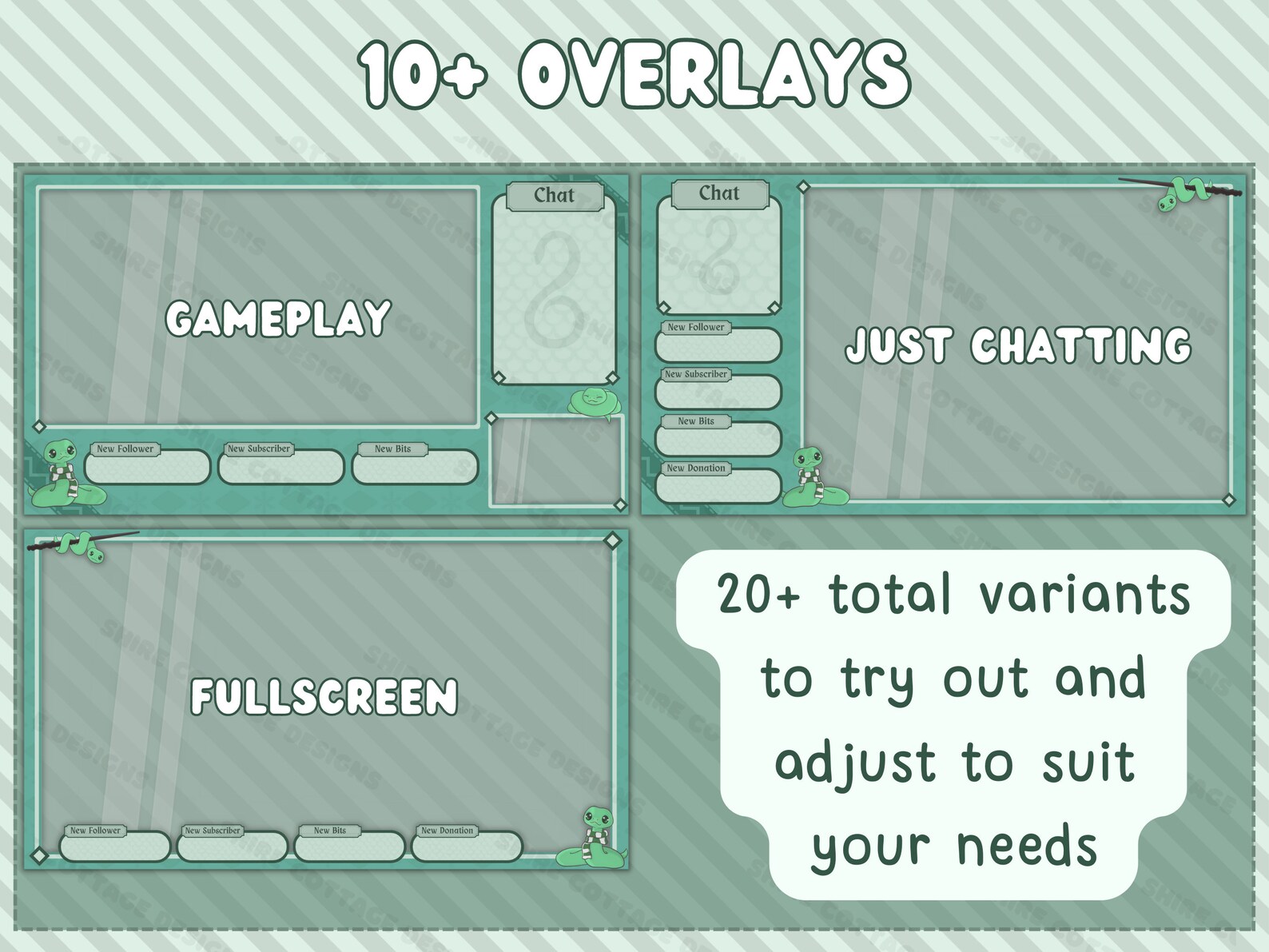 Kawaii Snake Twitch Package W/animated Cutscenes, Snake Stream Pack ...