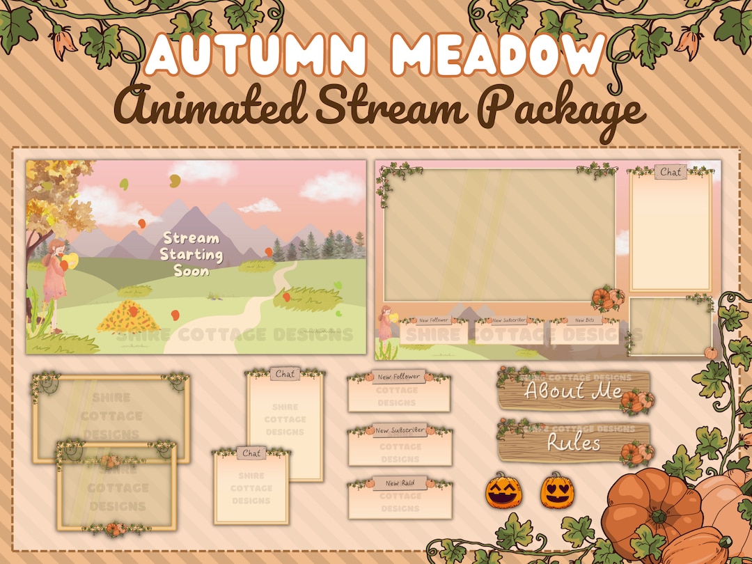 Autumn Meadow Stream Package W/animated Cutscenes! Cute Overlay Pack ...