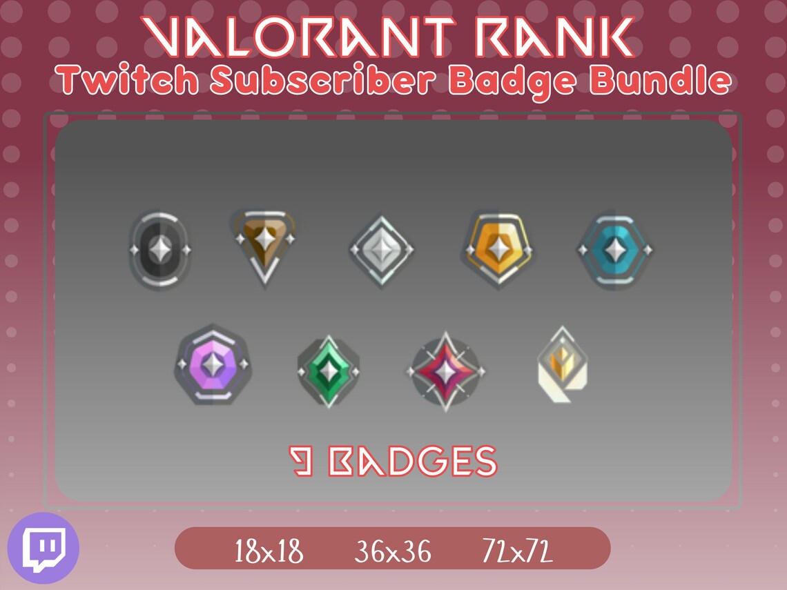 Valorant Rank Twitch Subscriber Badges Loyalty Badges - Etsy
