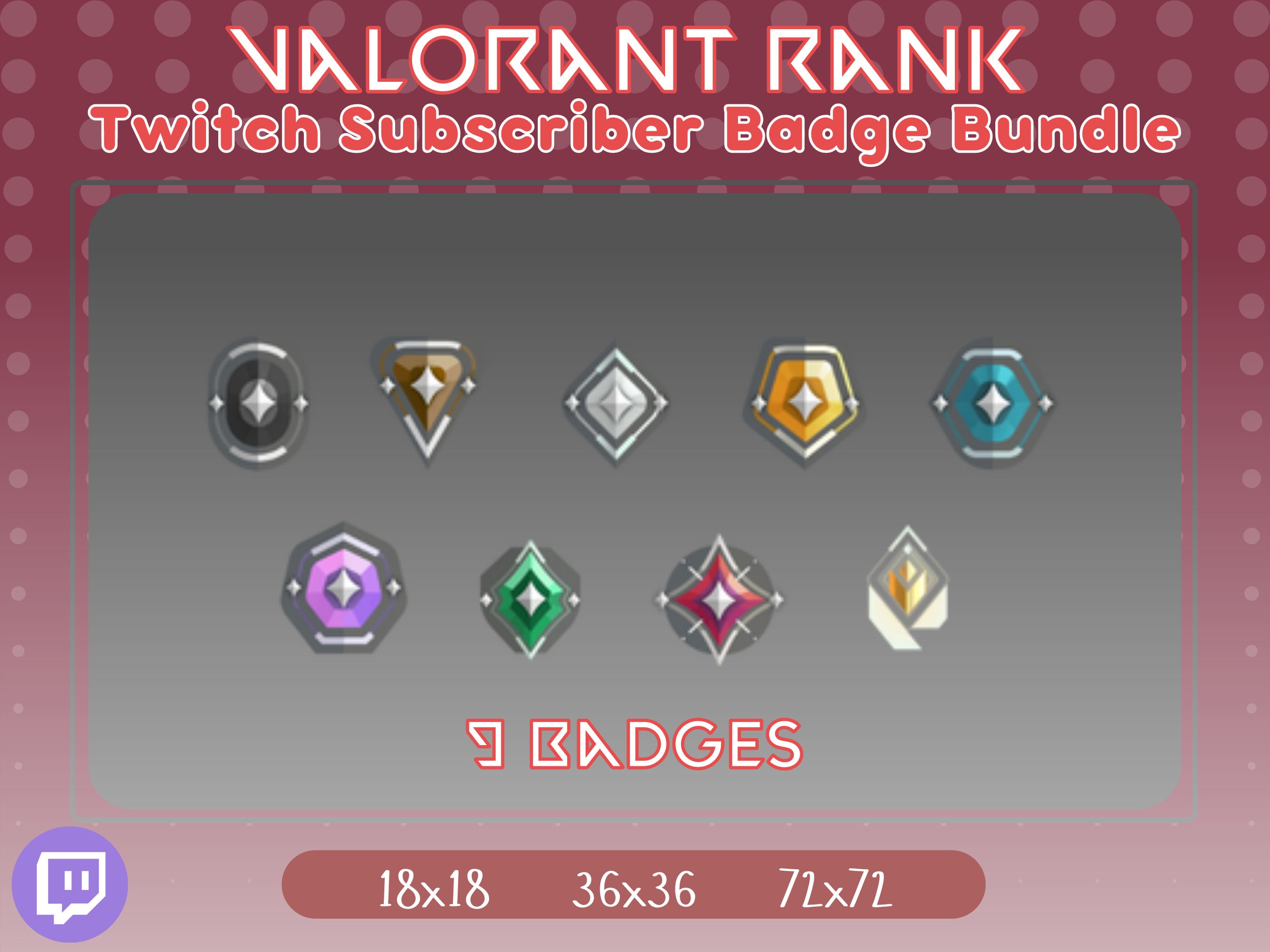 Valorant Rank Twitch Subscriber Badges - Loyalty Badges - Valorant ...
