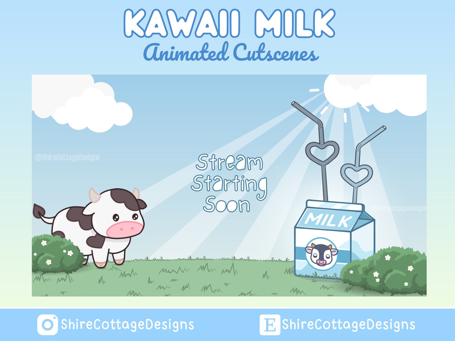 Kawaii Milk Cow Animated Cutscenes, Kawaii Cow Stream Pack, Animated ...