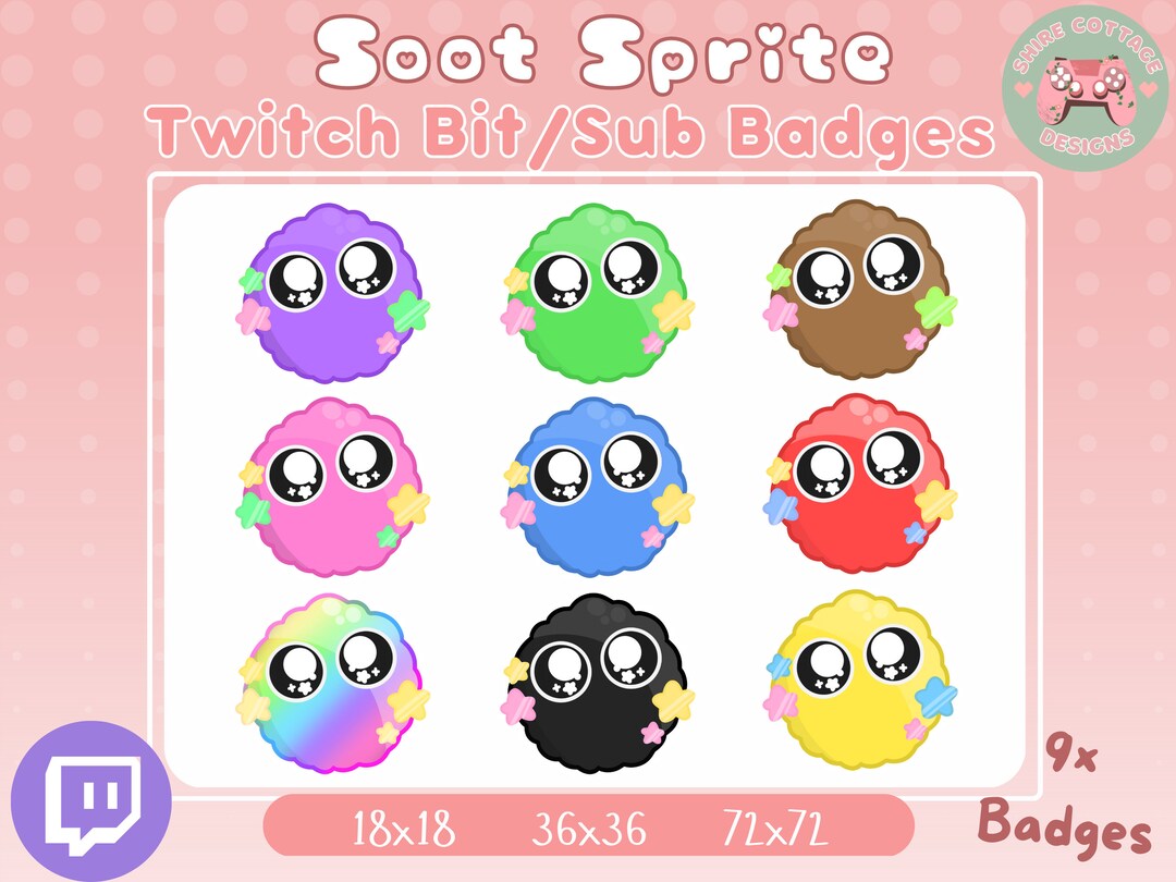 Soot Sprite Twitch Badges, Cute Sub Badges, Kawaii Bit Badges, Studio ...