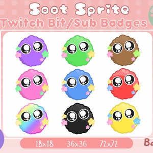 Soot Sprite Twitch Badges, Cute Sub Badges, Kawaii Bit Badges, Studio ...