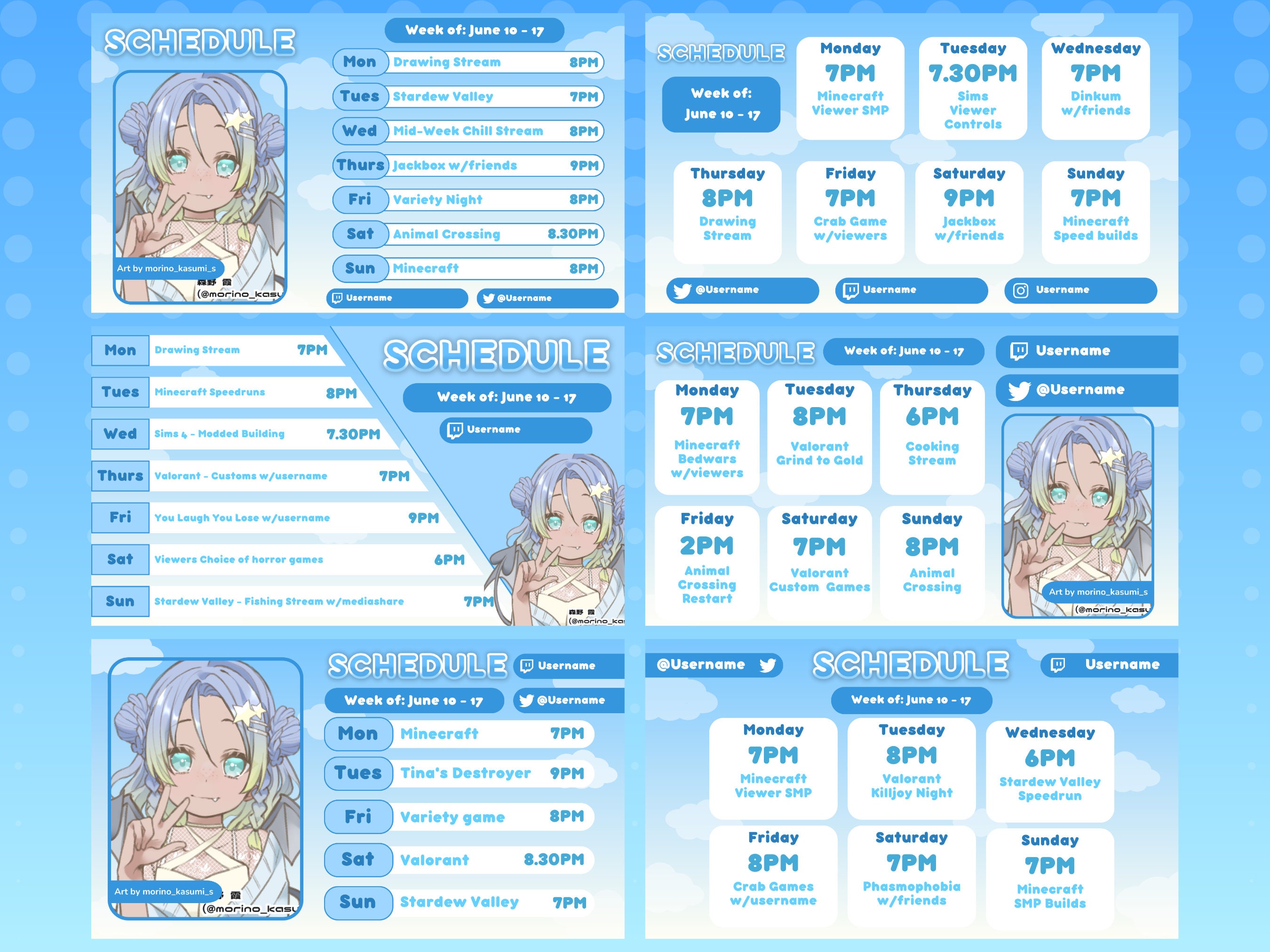 Blue Sunset Stream Schedule Template, Twitch Schedule, Blue Twitch ...