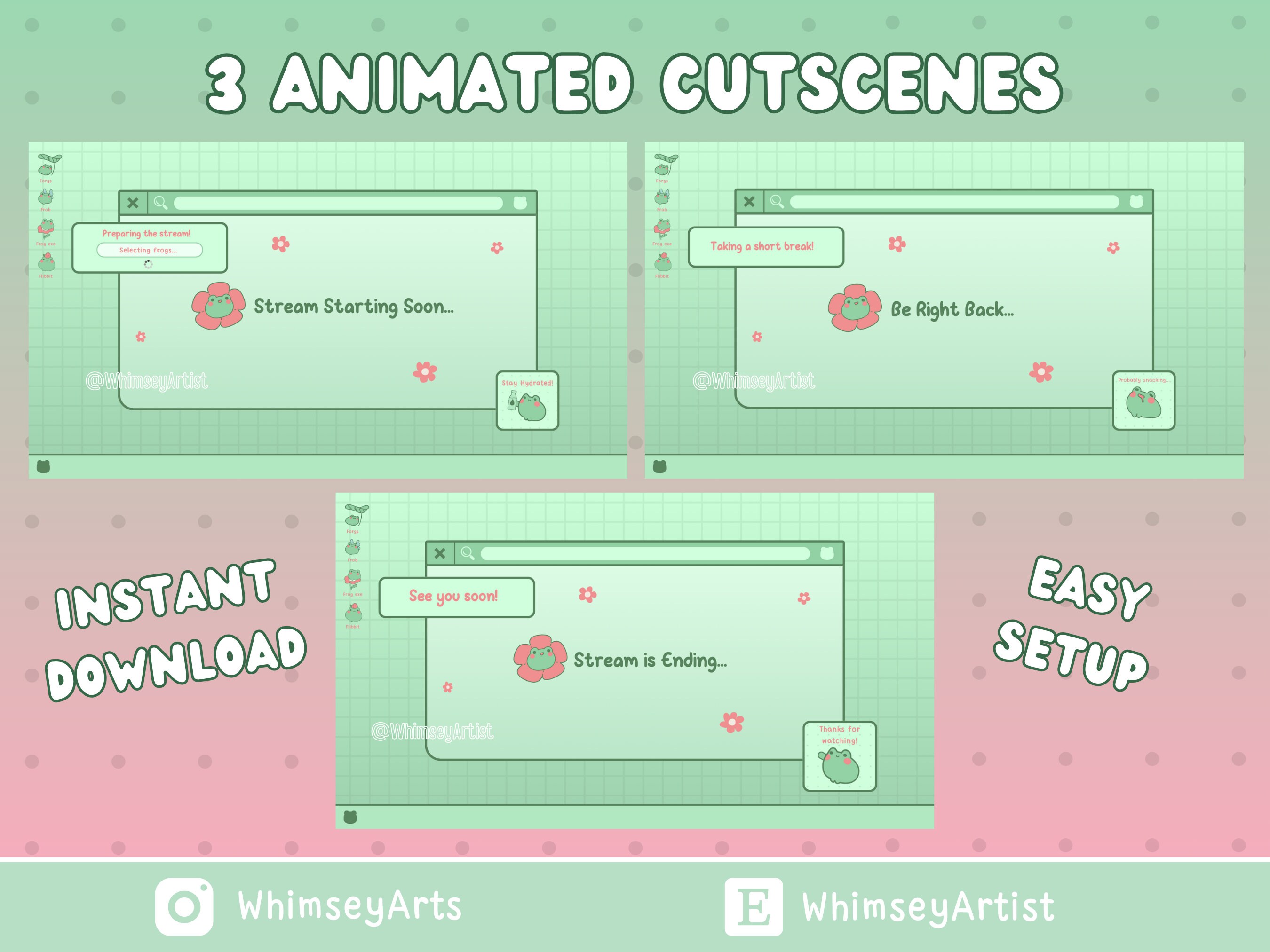Frog Desktop Animated Overlay Cutscenes for Twitch, Frog Stream Pack ...