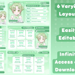 Green Sunset Stream Schedule Bundle, Green Twitch Accessories, Stream ...