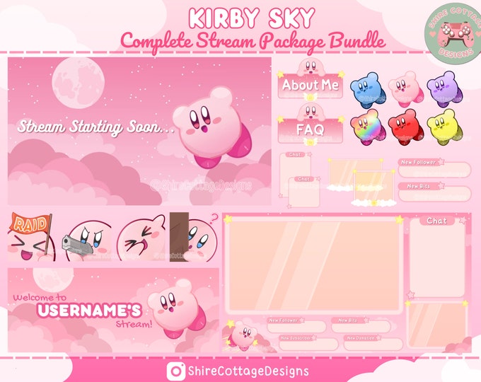MEGA PACK KIRBY Theme Streaming / Twitch Animated Stream Screen, Overlay, Webcam Overlay ...