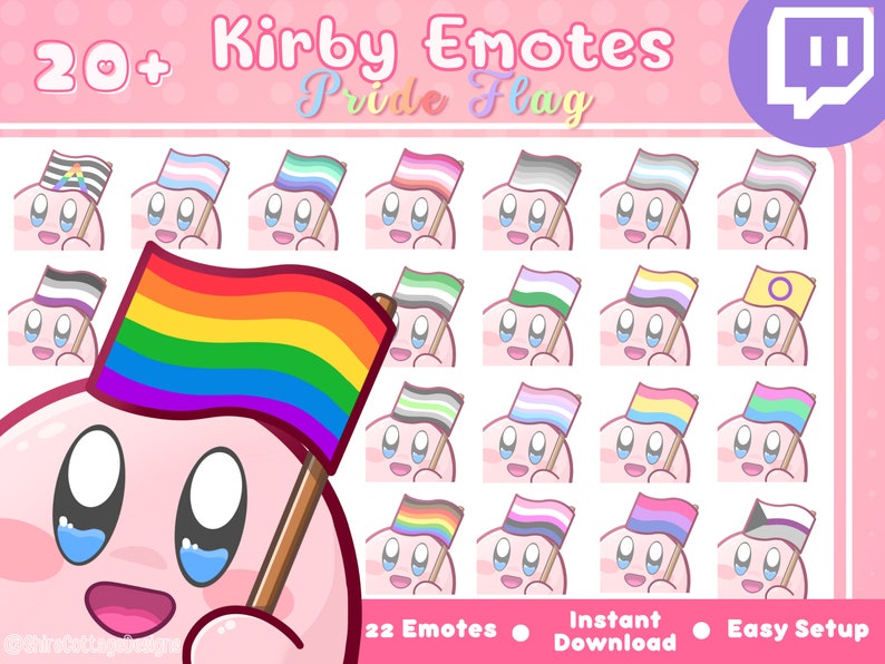 Kirby Pride Emotes, Kirby Emotes, Kirby Stream Pack, Kirby Twitch ...