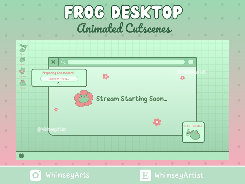 Frog Desktop Animated Overlay Cutscenes for Twitch, Frog Stream Pack, Animated Overlays, Frog ...