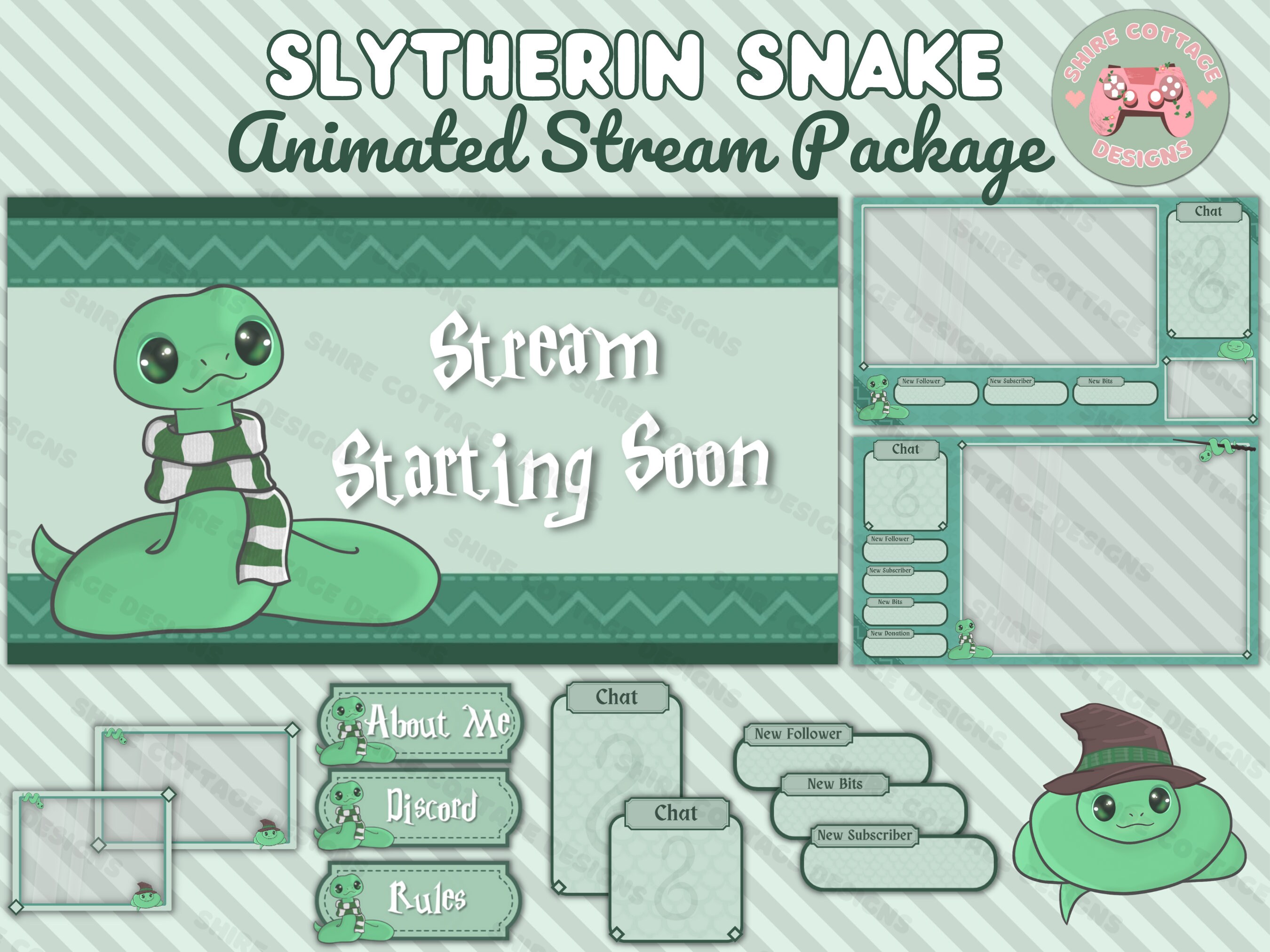 Kawaii Snake Twitch Package W/animated Cutscenes, Snake Stream Pack ...