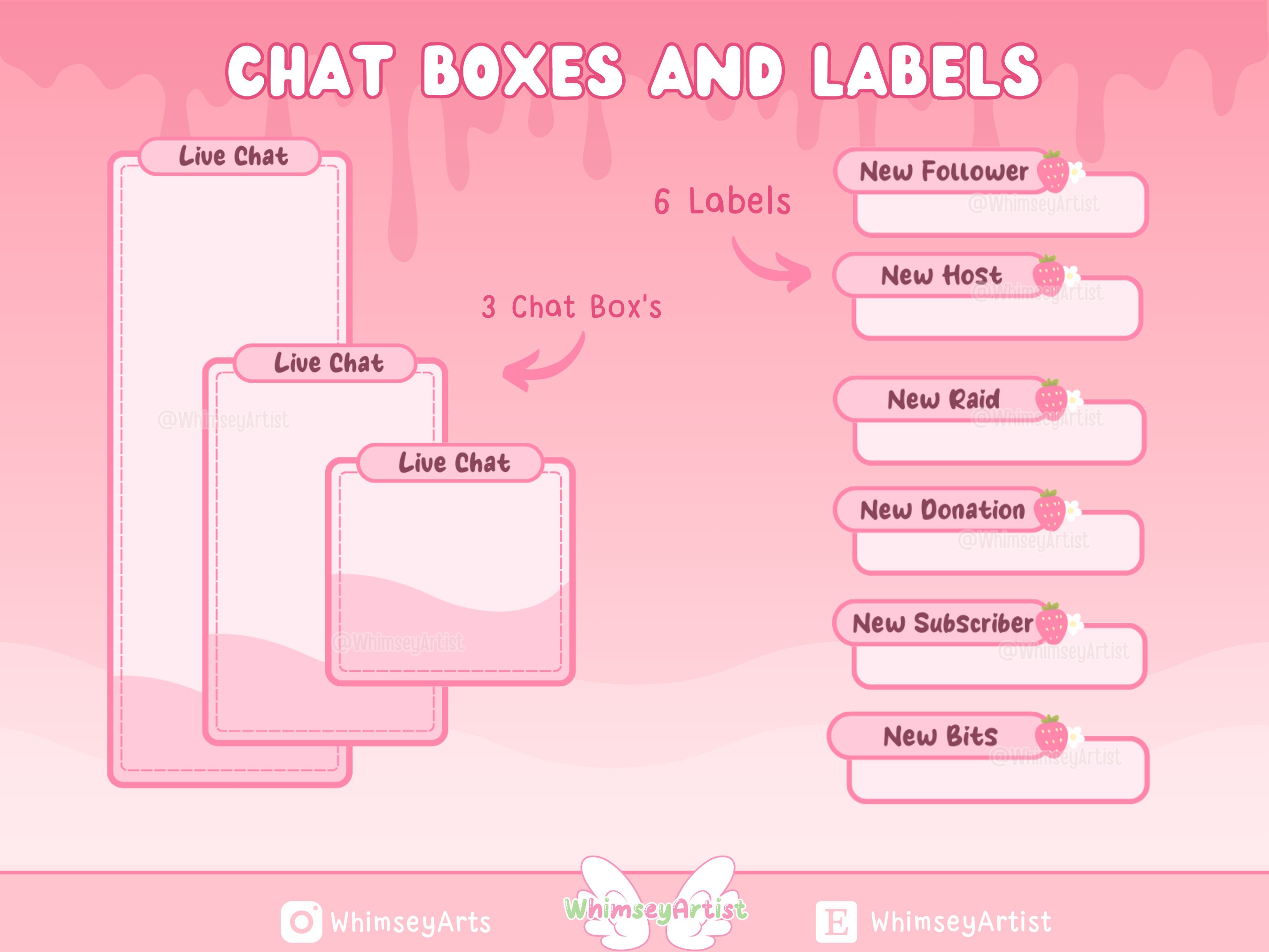 Strawberry Milk Stream Package, Animated Overlays. Cow Emotes, Cow ...
