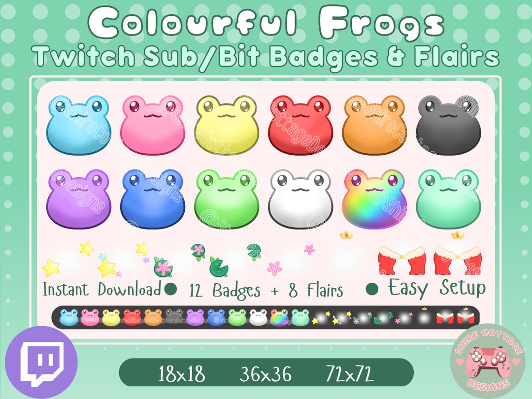 Cute Frog Twitch Sub Badges and Flairs , Frog Bit Badges, Cute Twitch ...