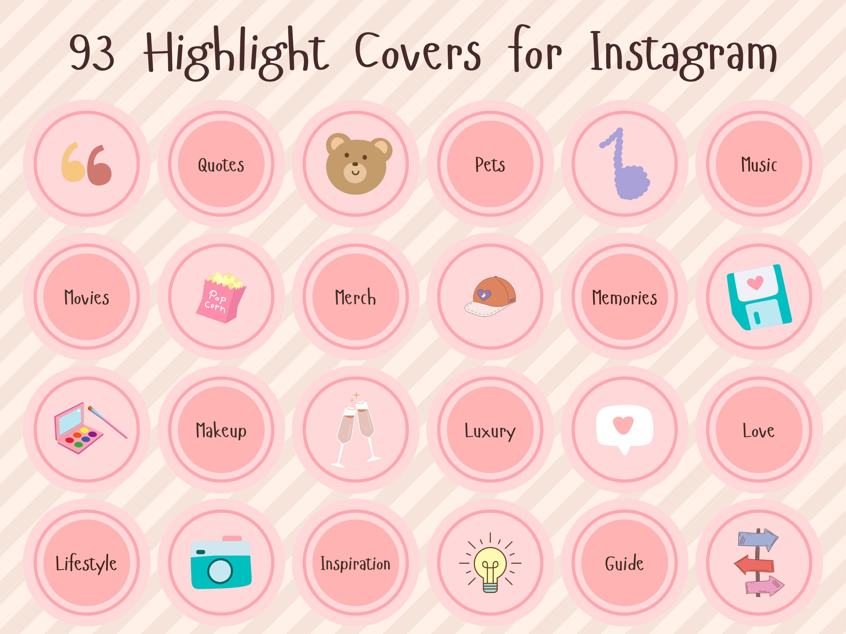 Cute Pink Instagram Highlight Covers for Streamers Streamer Accessories ...