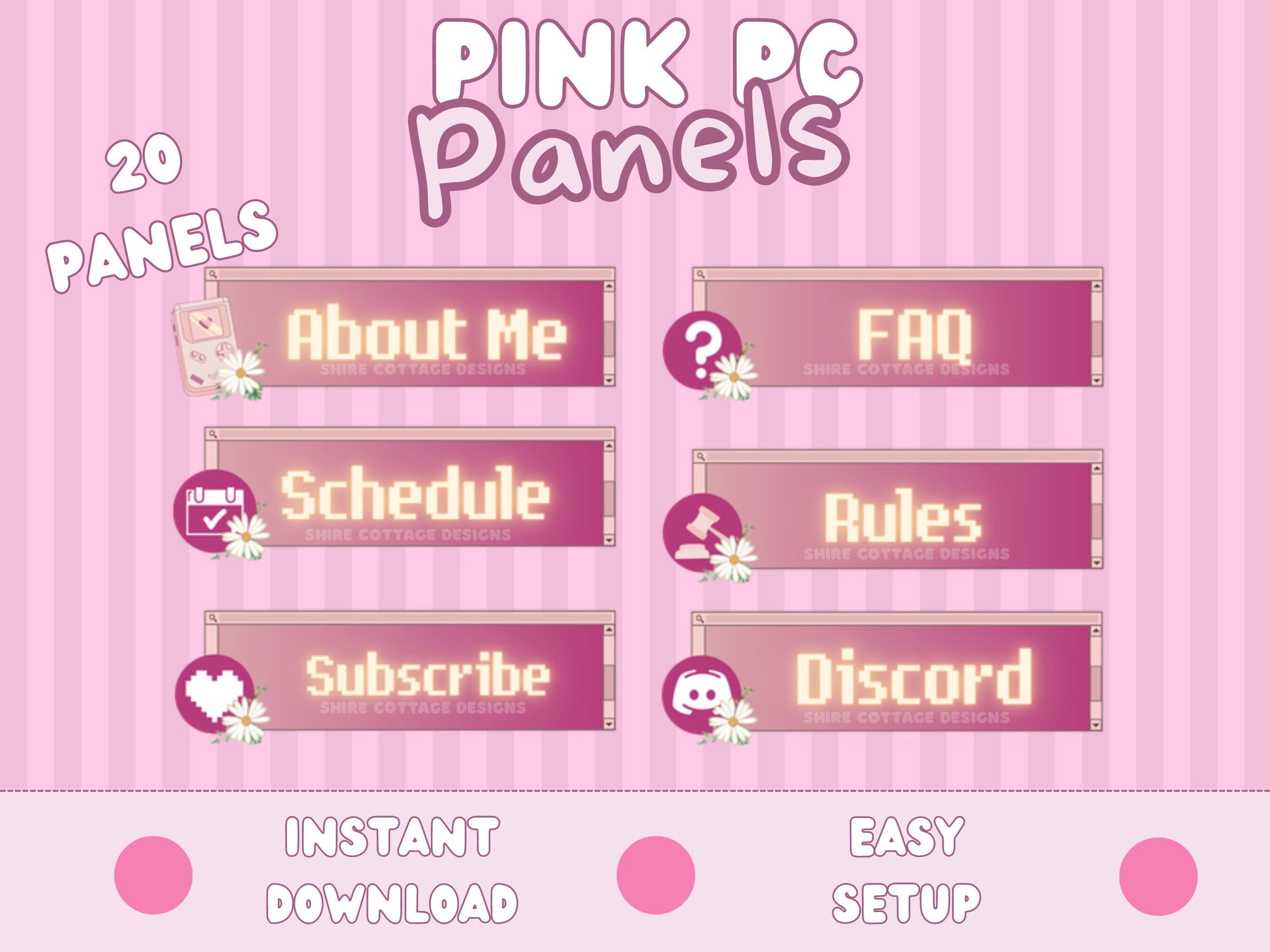 Pink PC Twitch Panels - Pink Computer Desktop Stream Pack - Cute Stream ...