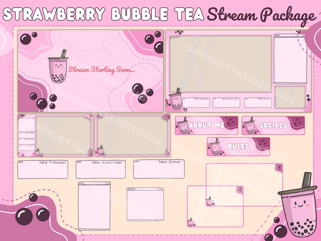 Strawberry Bubble Tea Stream Package W/animated Cutscenes! Boba ...