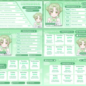 Green Sunset Stream Schedule Bundle, Green Twitch Accessories, Stream ...