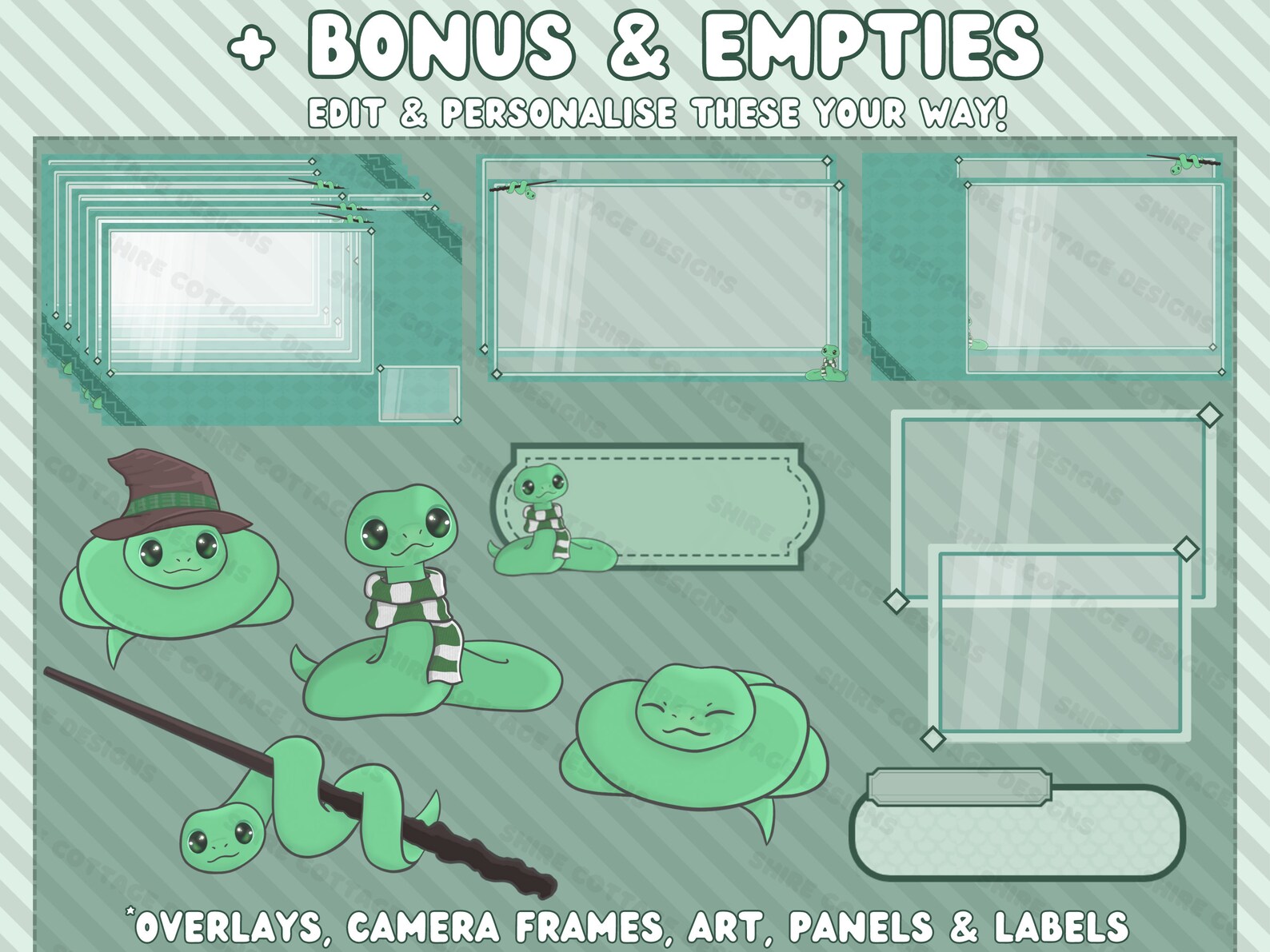Kawaii Snake Twitch Package W/animated Cutscenes, Snake Stream Pack ...