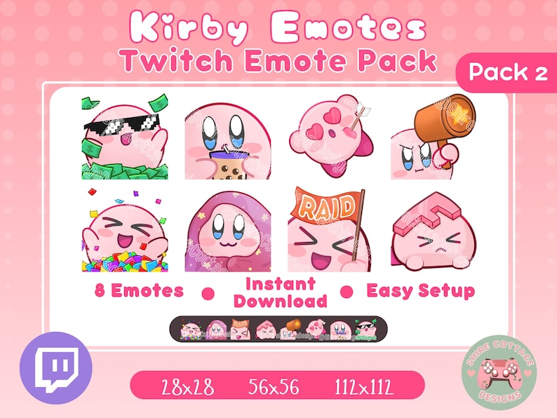 Kirby Emotes Pack 2, Kirby Stream Pack, Kirby Twitch Accessories ...
