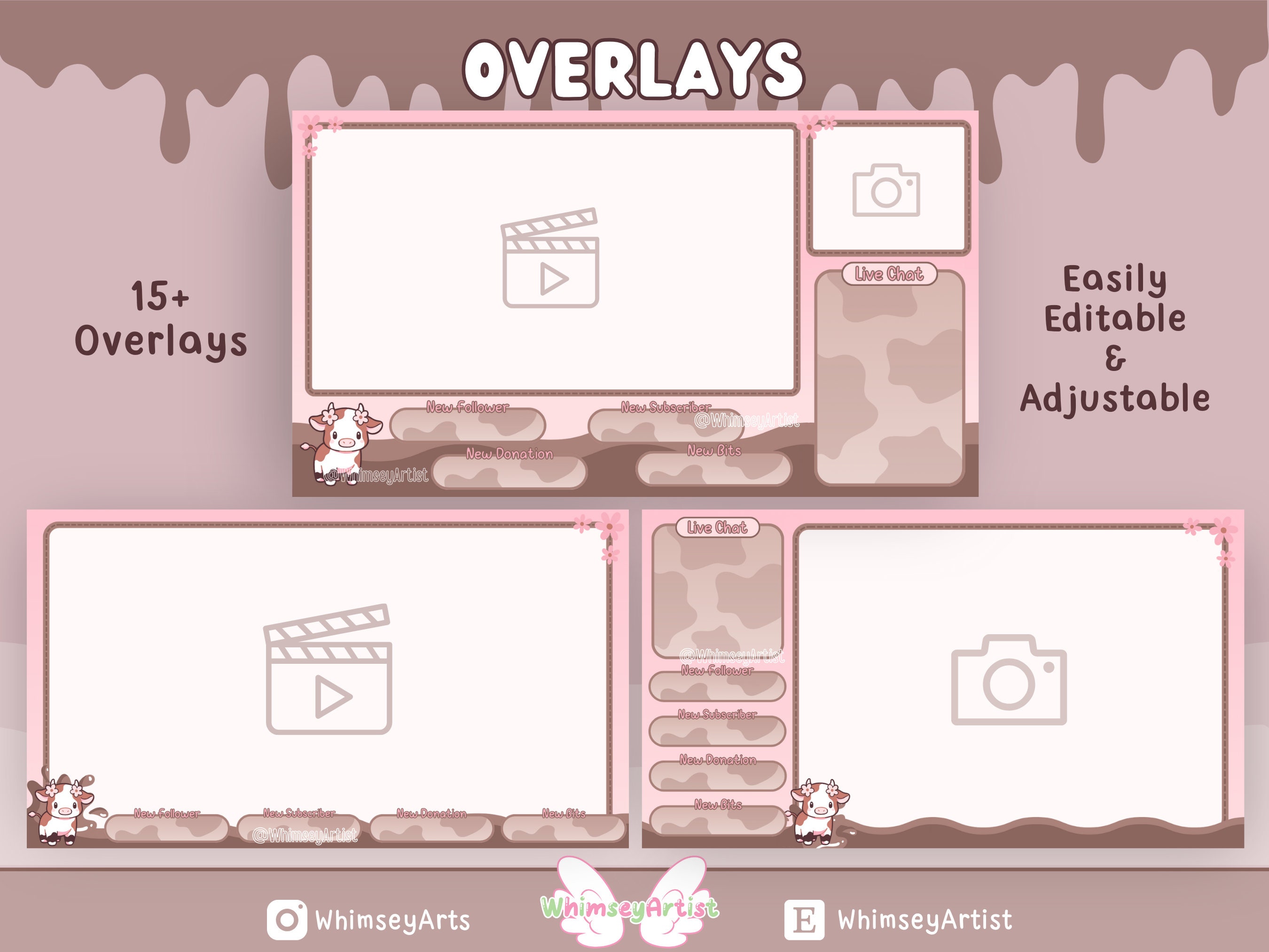 Chocolate Milk Stream Package, Animated Overlay, Chocolate Milk Cow ...
