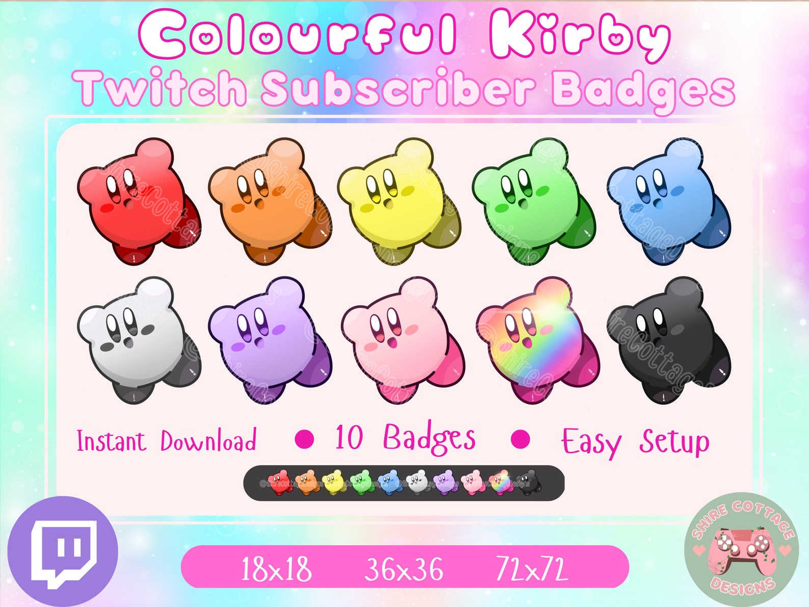 Kirby Twitch Sub/bit Badges, Kirby Emotes, Kirby Twitch Pack, Kirby ...