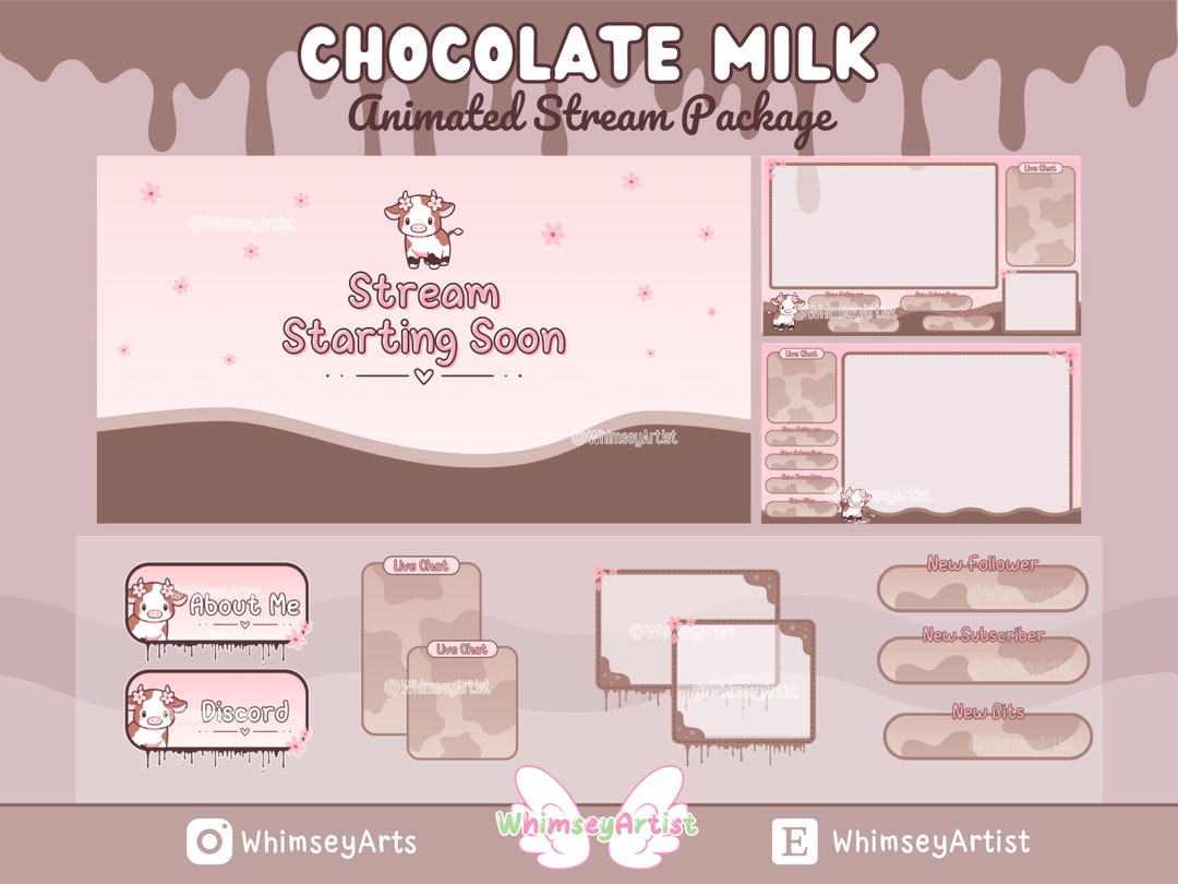 Chocolate Milk Stream Package, Animated Overlay, Chocolate Milk Cow ...