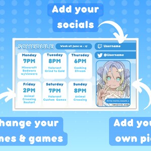 Blue Sunset Stream Schedule Template, Twitch Schedule, Blue Twitch ...
