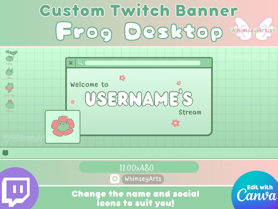 Frog Custom Twitch Banner, Editable Frog Banner, Twitch Banner, Frog ...