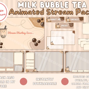 Custom Twitch Banner Milk Boba Tea Themed - Bubble Tea Twitch Package ...