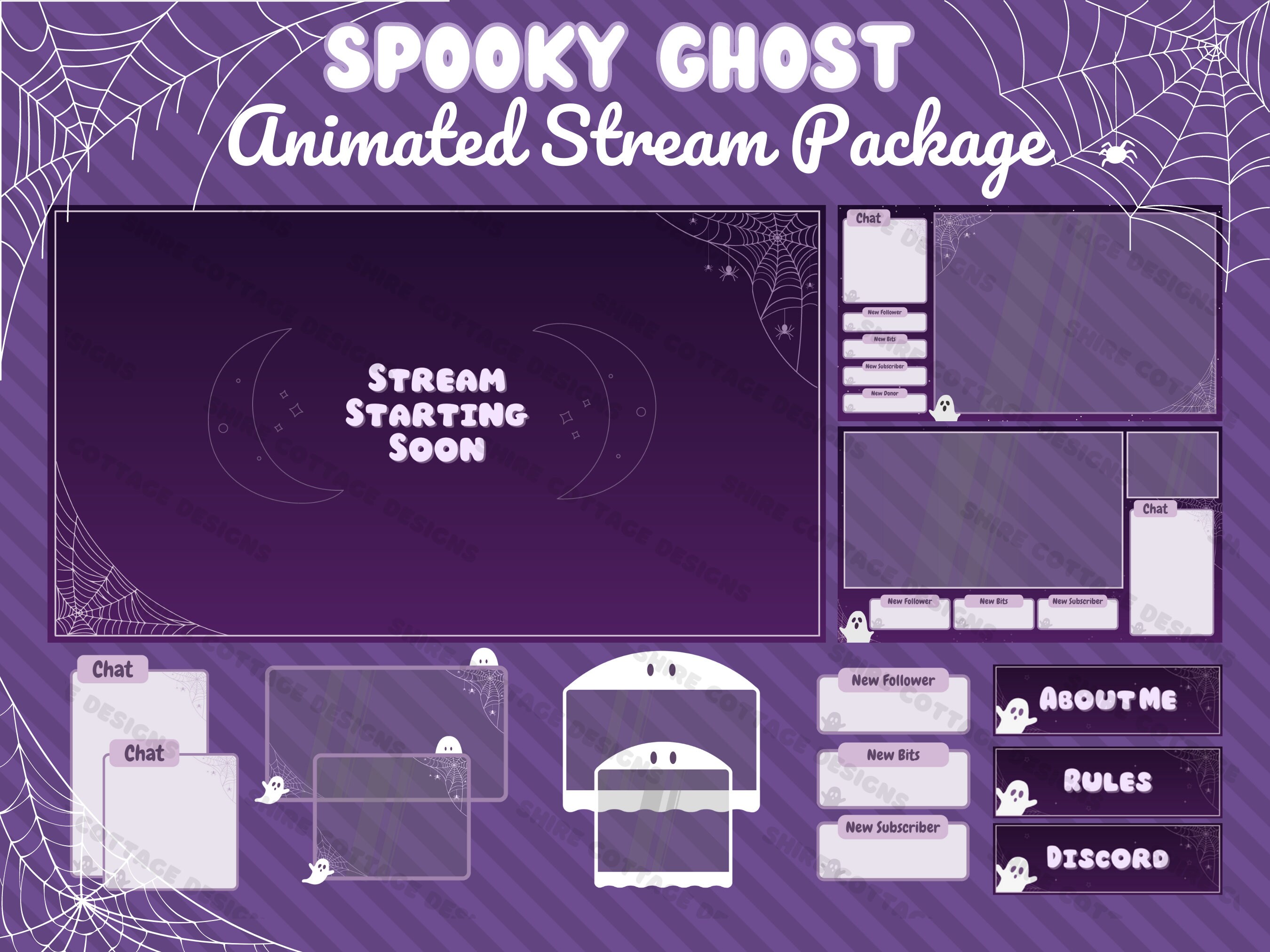 Spooky Ghost Twitch Package W/animated Cutscenes, Halloween Twitch Pack ...