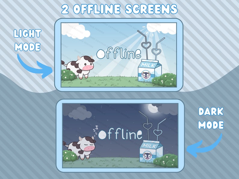 Kawaii Milk Cow Stream Package W/animated Cutscenes, Kawaii Twitch Pack ...