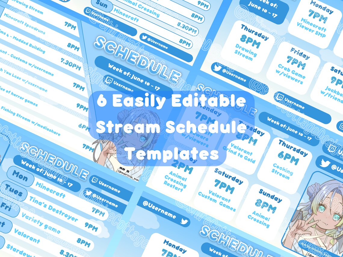 Blue Sunset Stream Schedule Template, Twitch Schedule, Blue Twitch ...