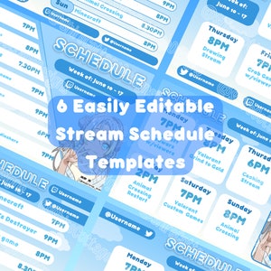 Blue Sunset Stream Schedule Template, Twitch Schedule, Blue Twitch ...