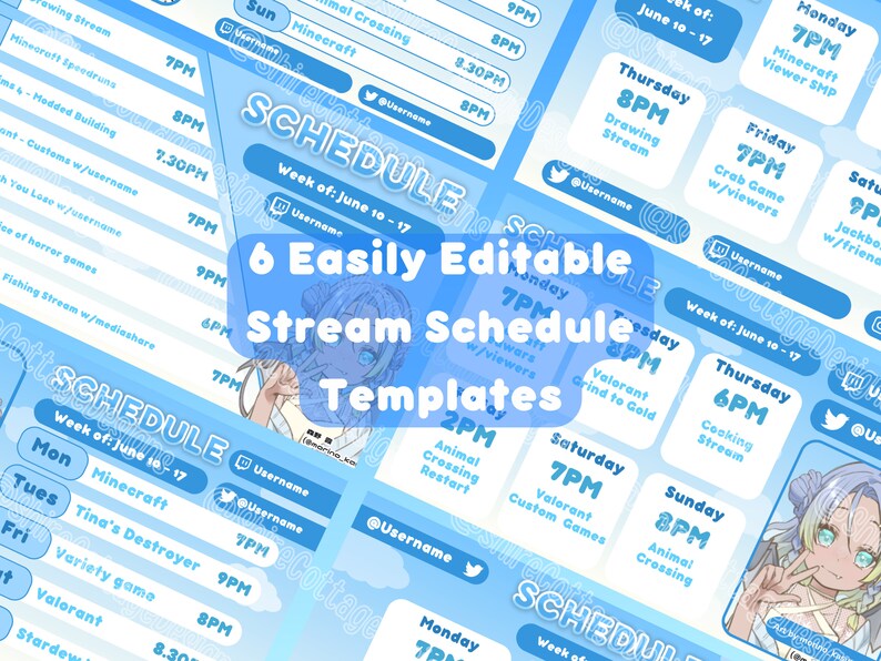 Blue Sunset Stream Schedule Template, Twitch Schedule, Blue Twitch Accessories, Stream Schedule ...