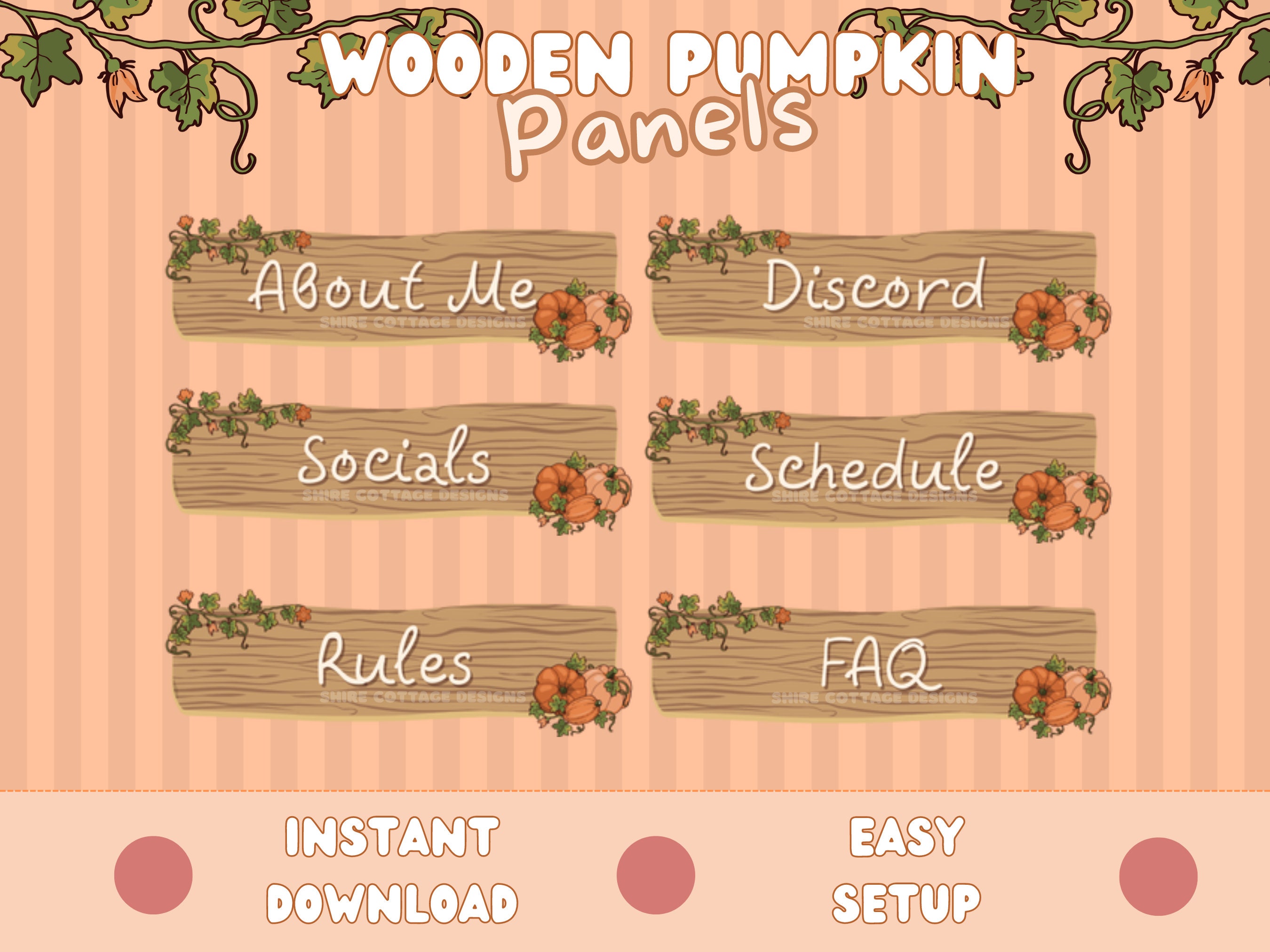 Wooden Pumpkin Twitch Panels - Cottage Core Stream Pack - Pumpkin ...