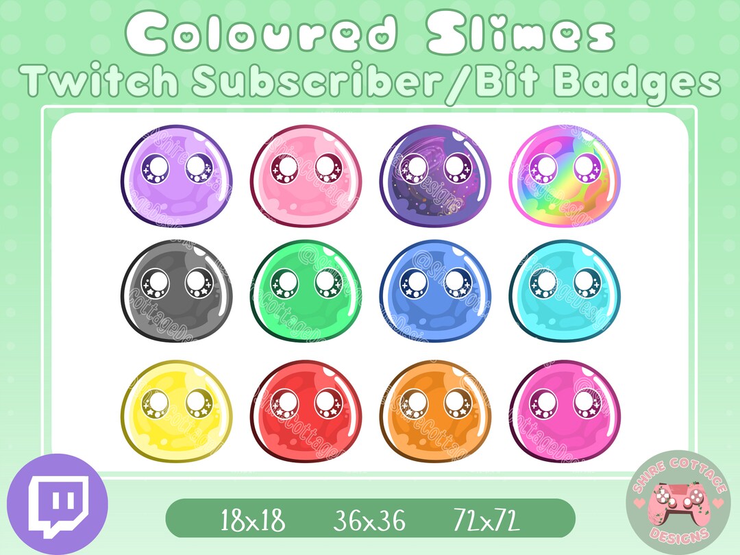 Slime Twitch Badges, Kawaii Sub Badges, Slime Emotes, Slime Stream Pack ...