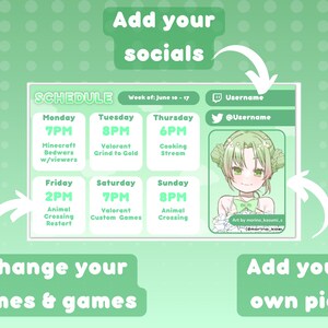 Green Sunset Stream Schedule Bundle, Green Twitch Accessories, Stream ...