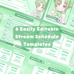 Green Sunset Stream Schedule Bundle, Green Twitch Accessories, Stream ...