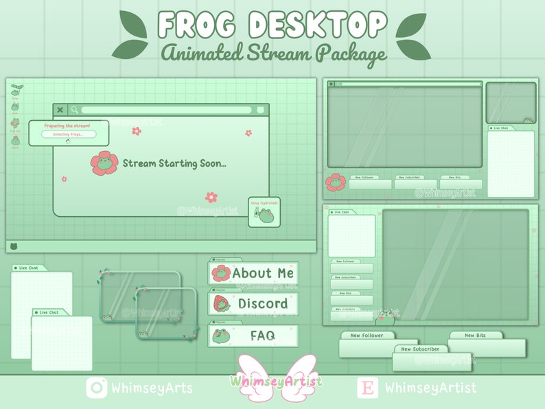 Frog Desktop Animated Stream Package, Desktop Themed Twitch Pack, Frog ...