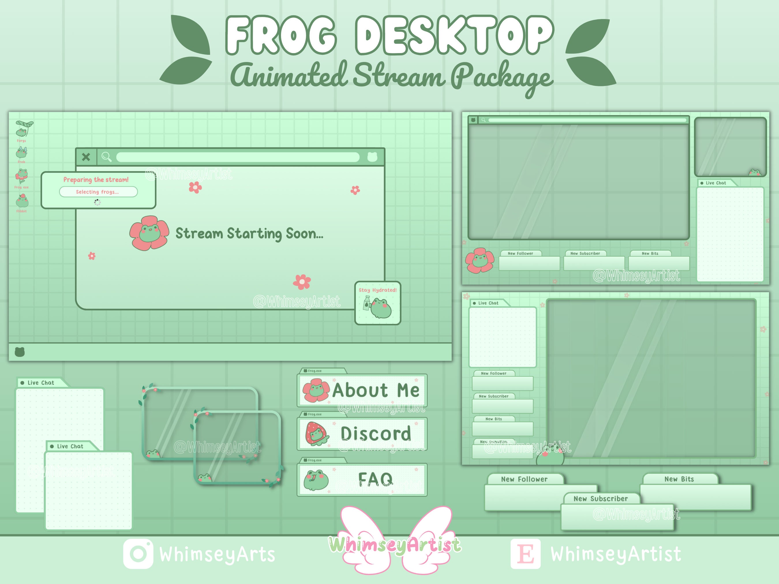 Frog Desktop Animated Stream Package, Desktop Themed Twitch Pack, Frog ...