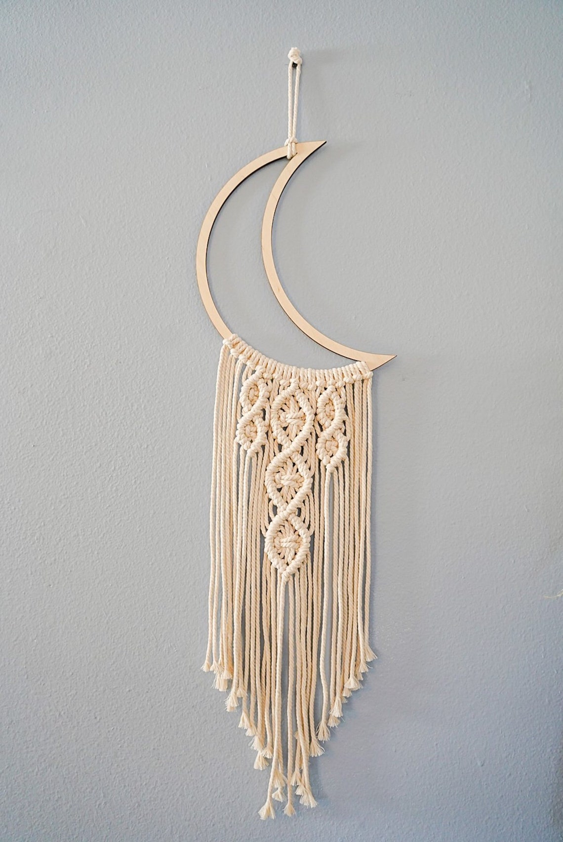 Luna Crescent Moon Macrame Boho Wall Hanging | Boho Home Decor ...