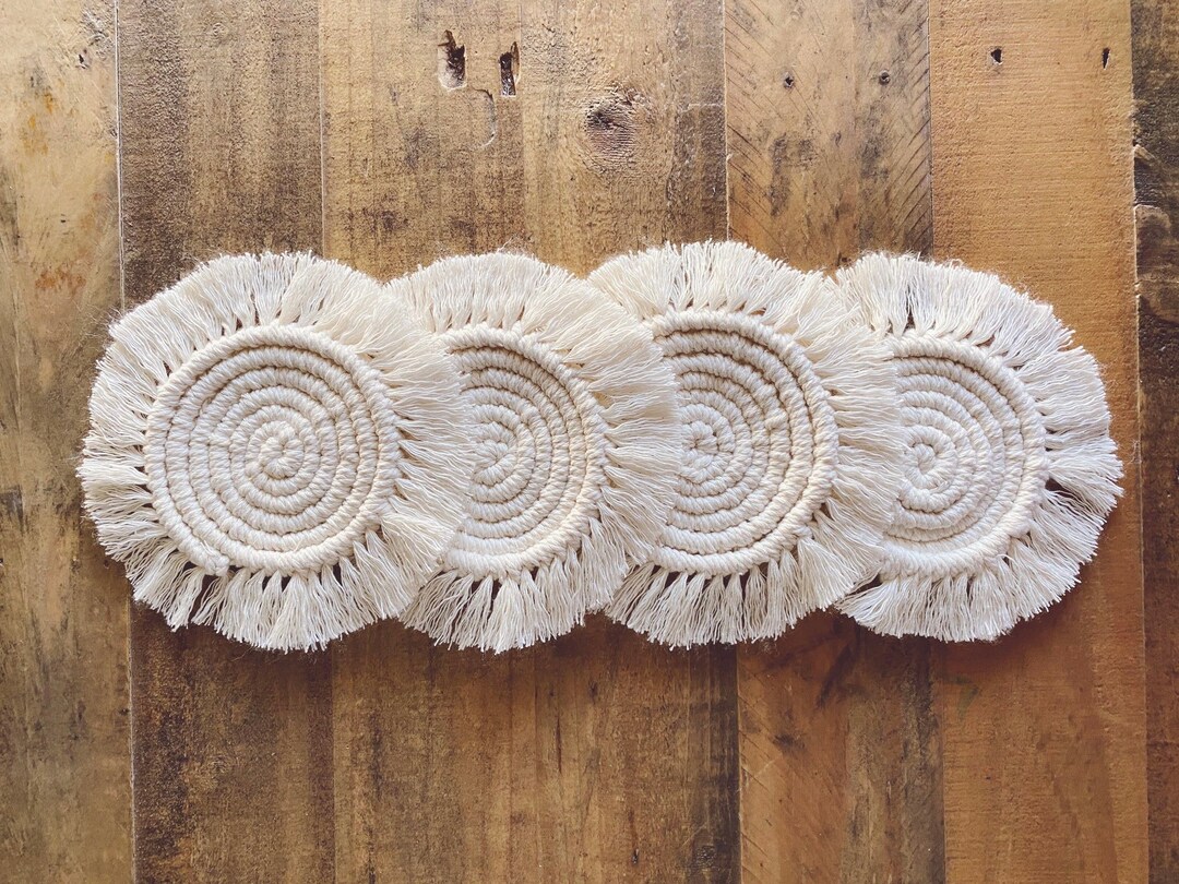 Natural Macrame Coasters Neutral Coasters Boho Coasters Boho Home Decor ...