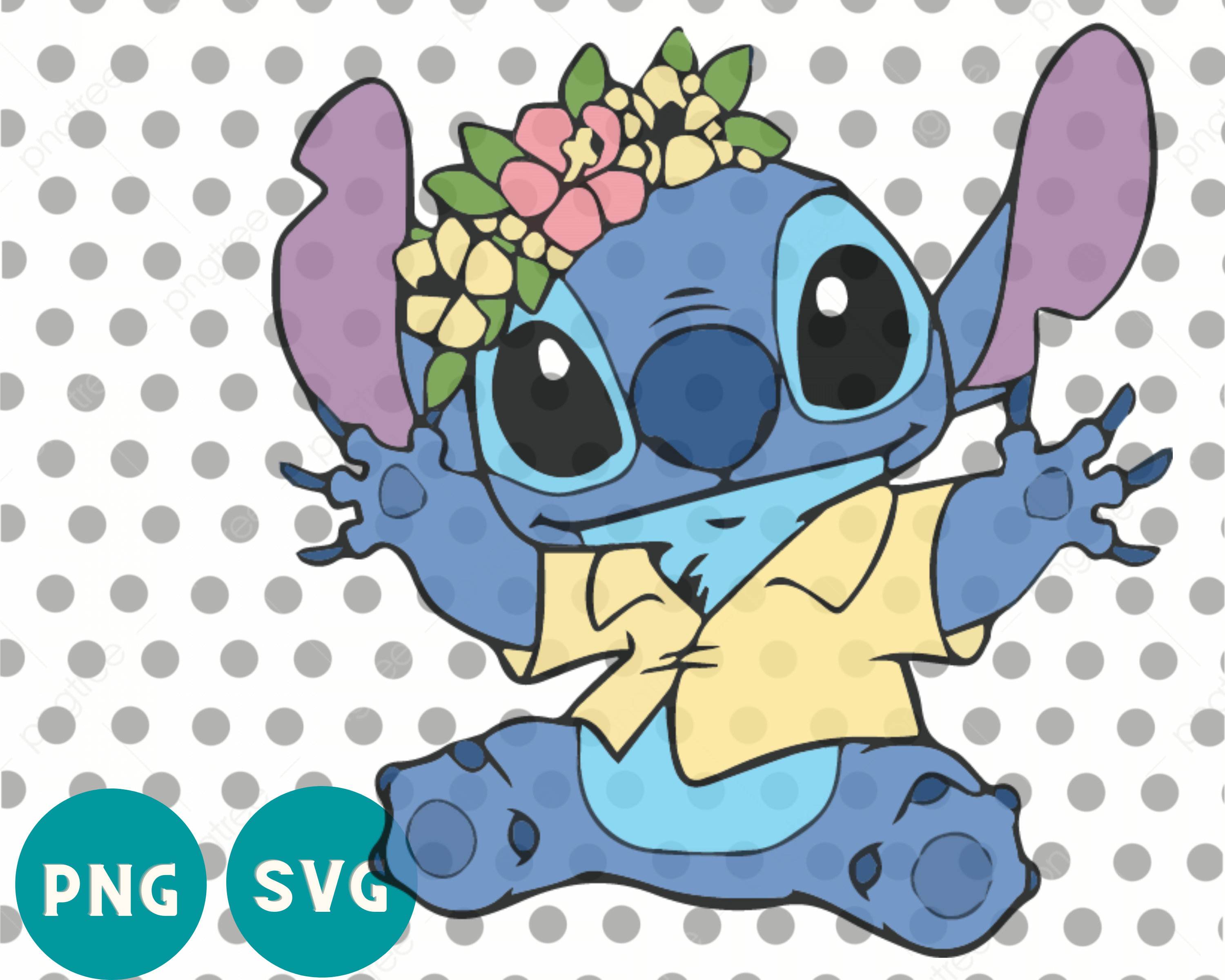 Stitch in Spring Stitch With Flowers Svg Clipart Svg and Png | Etsy